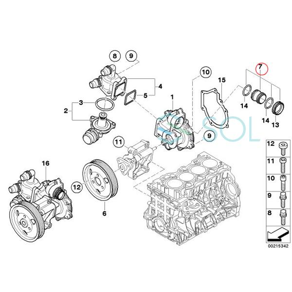 BMW E82 E87 E88 E46 E90 E91 E92 E84 X1 ウォーターポンプ コネクター 接続ピース 116i 118i ...