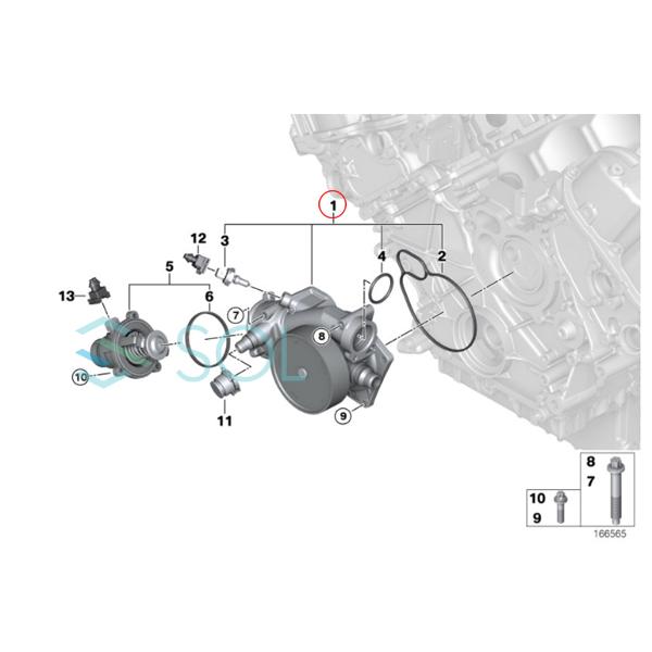 BMW BMW F07 F10 F11 F06 F12 F13 F01 F02 E70 F15 X5 E71 F16 X6 ウォーターポンプ ...