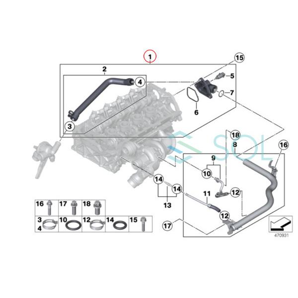 BMW F20 F21 ウォーターストッパー 流出防止ストッパー(シリンダーヘッド〜サーモスタット) 116i 118i 120i ...