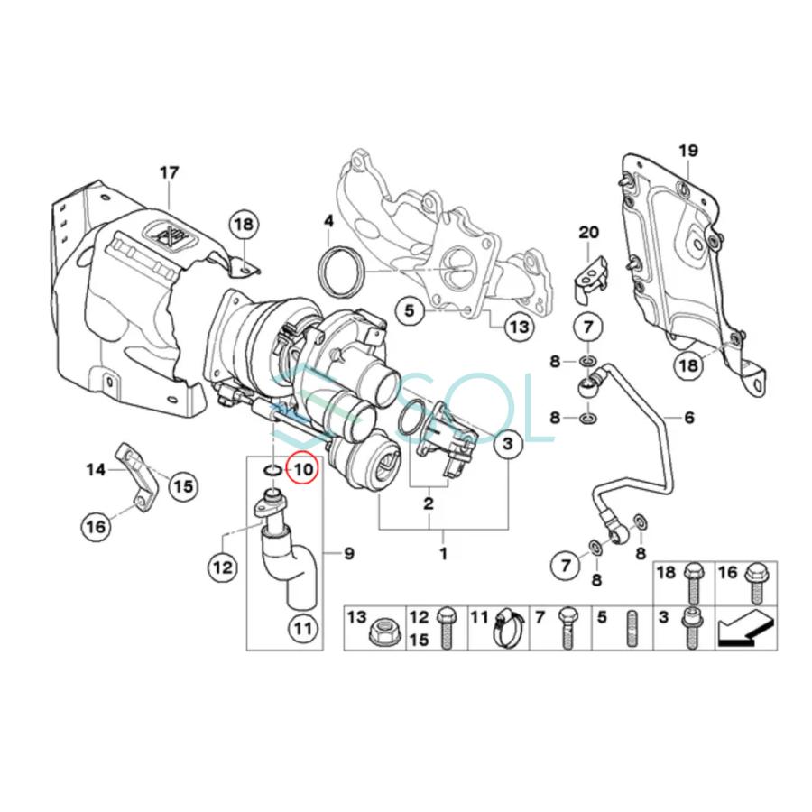 BMW BMW MINI R55 R56 R57 R58 R59 R60 R61 ターボチャージャー リターンホース Oリング オーリング ...