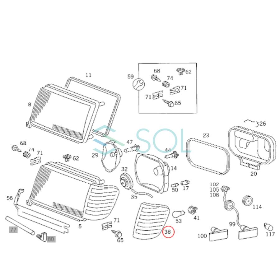 ベンツ W124 フロント ウインカーレンズ オレンジ 右側 全年式全排気量対応 出荷締切18時 :1248260143-001:自動車パーツ ...