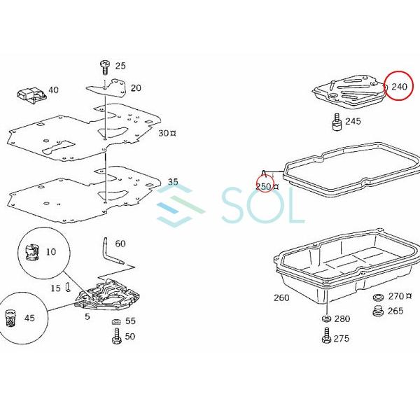 Mercedes-Benz ベンツ W126 ATオイルフィルター + ガスケット 2点セット 722.3系 機械式4速AT用 300SE ...