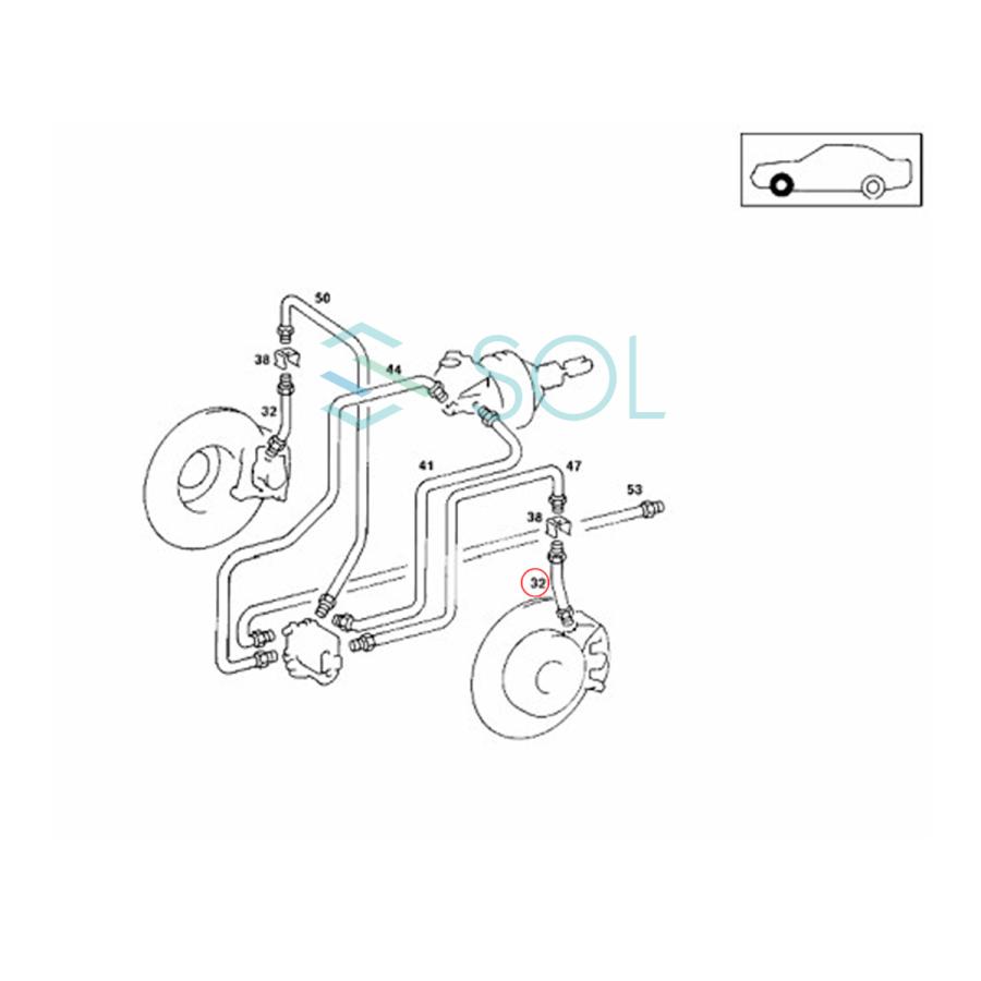 ベンツ W126 W140 R129 フロント ブレーキホース 左右セット 300SE 500SE 500SEL SL320 SL500 ...