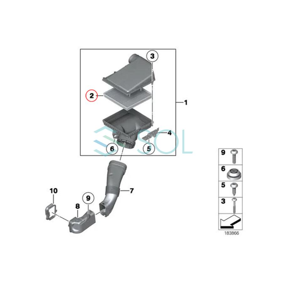 BMW F10 F11 F06 F12 F13 エアクリーナー エアフィルター エアエレメント 535i 535iX 640i ...
