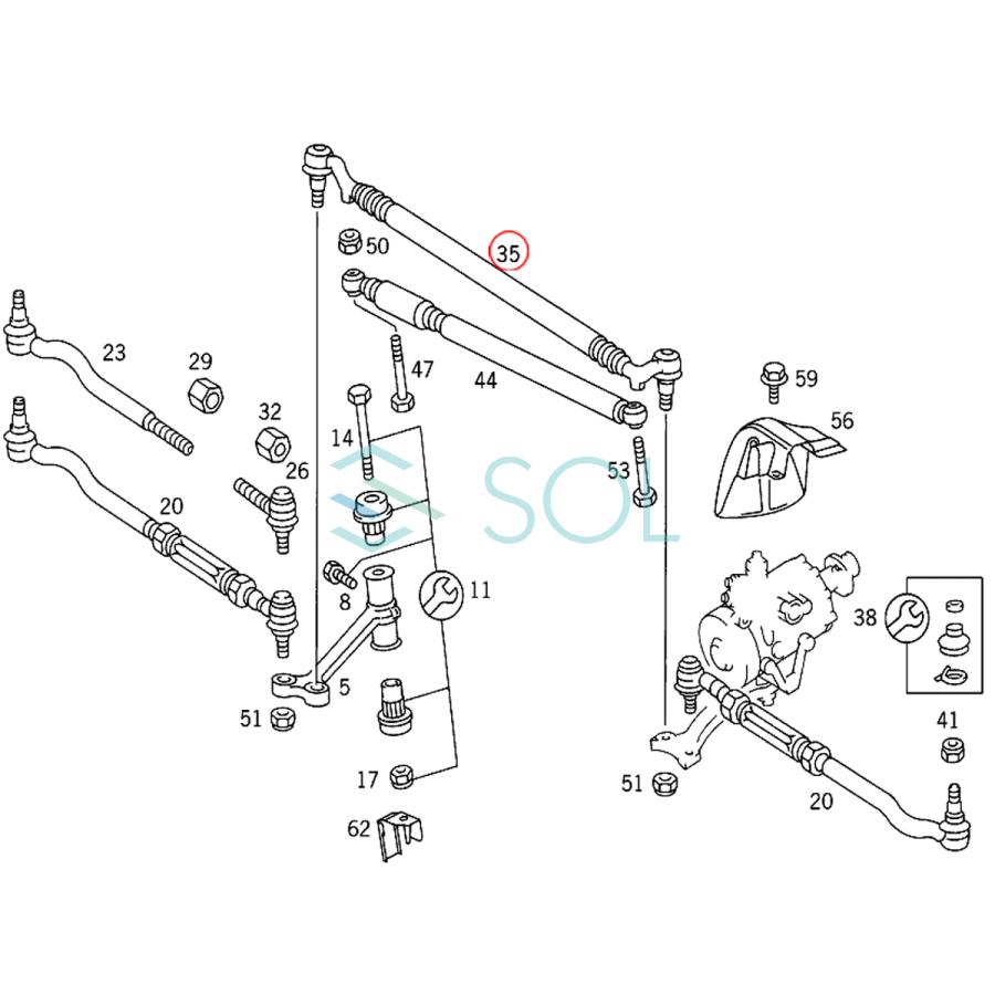 Mercedes-Benz ドラッグリンク センターロッド センターリンク 出荷締切18時 W140 C140 300SE 400SEL ...