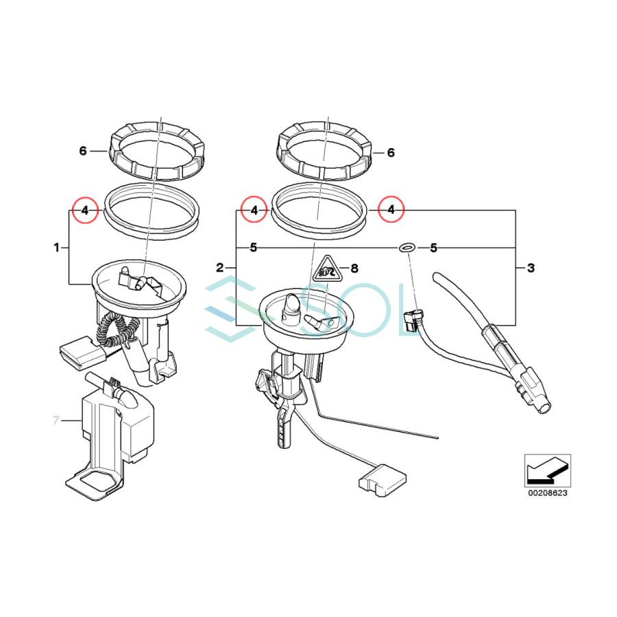 BMW E46 フューエルポンプ ガスケット パッキン 316ti 318Ci 318i 318ti 320i 323i 325i 328Ci ...