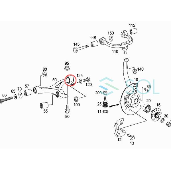 Mercedes-Benz ベンツ Mクラス W164 ML350 ML500 フロント ロアアーム コントロールアーム ブッシュ 右側 ...