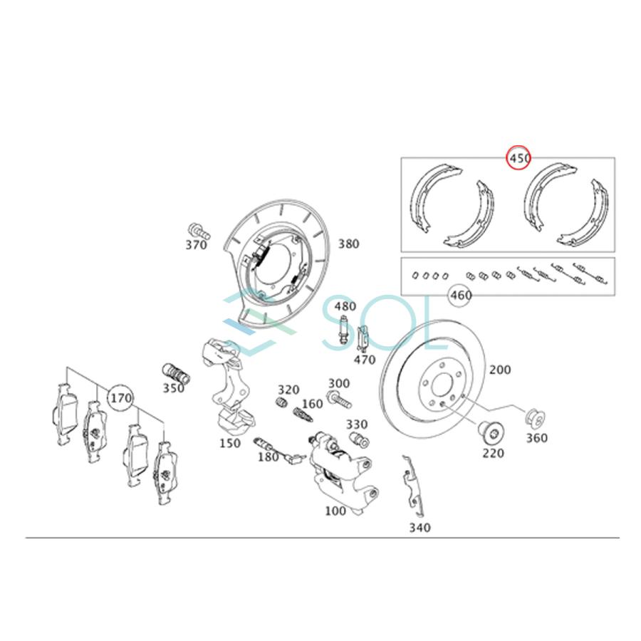 ベンツ X164 W251 リア パーキングブレーキシュー GL550 R350 R500 R550 R63 1644200620 出荷締切 ...