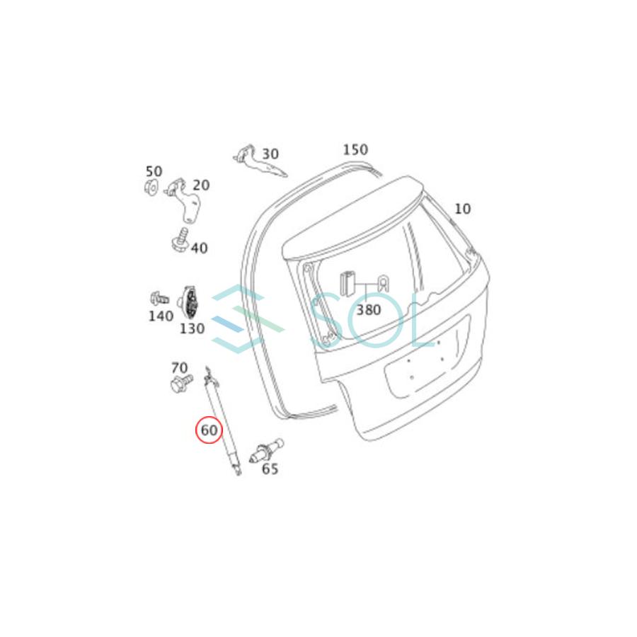 ベンツ W163 W164 トランクゲートダンパー リアゲートショックダンパー 右側 ML270 ML320 ML350 ML430 ...