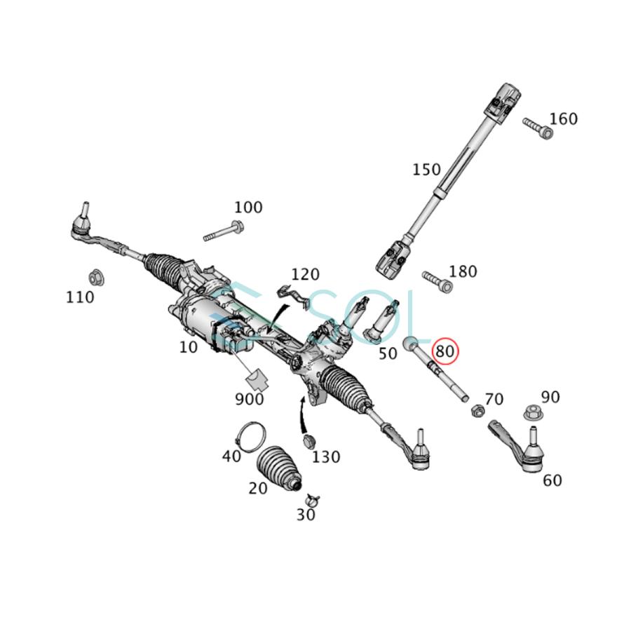インナー タイロッド ラックエンド ナット付 左右共通 出荷締切18時 W166 X166 ML350 ML63 GLE350 GL350 ...