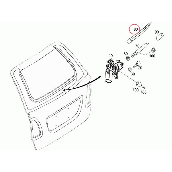 Mercedes-Benz ベンツ X164 X166 リア ワイパーブレード GL550 GL350 GL63 GLS350d GLS550 ...