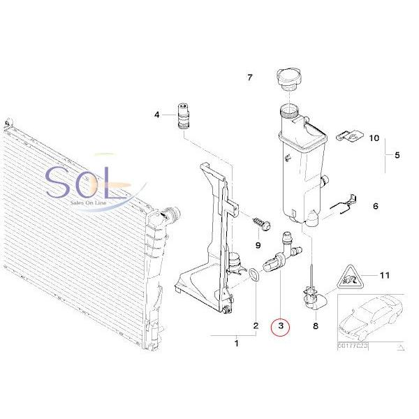 BMW E83 X3 E85 E86 Z4 エクスパンションタンク ウォーターコネクター クーラントパイプ 2.5si 3.0si 2.2i ...