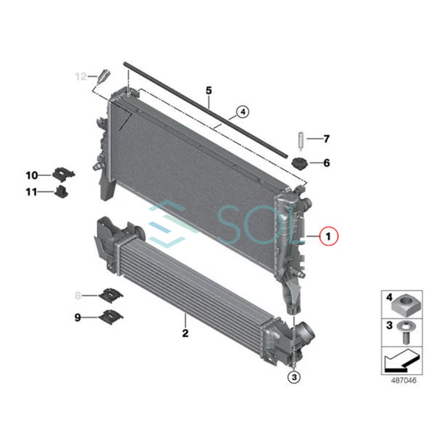 BMW F46 F48 X1 F39 X2 ラジエーター ラジエター 220i 20i 20iX 17117617636 ...