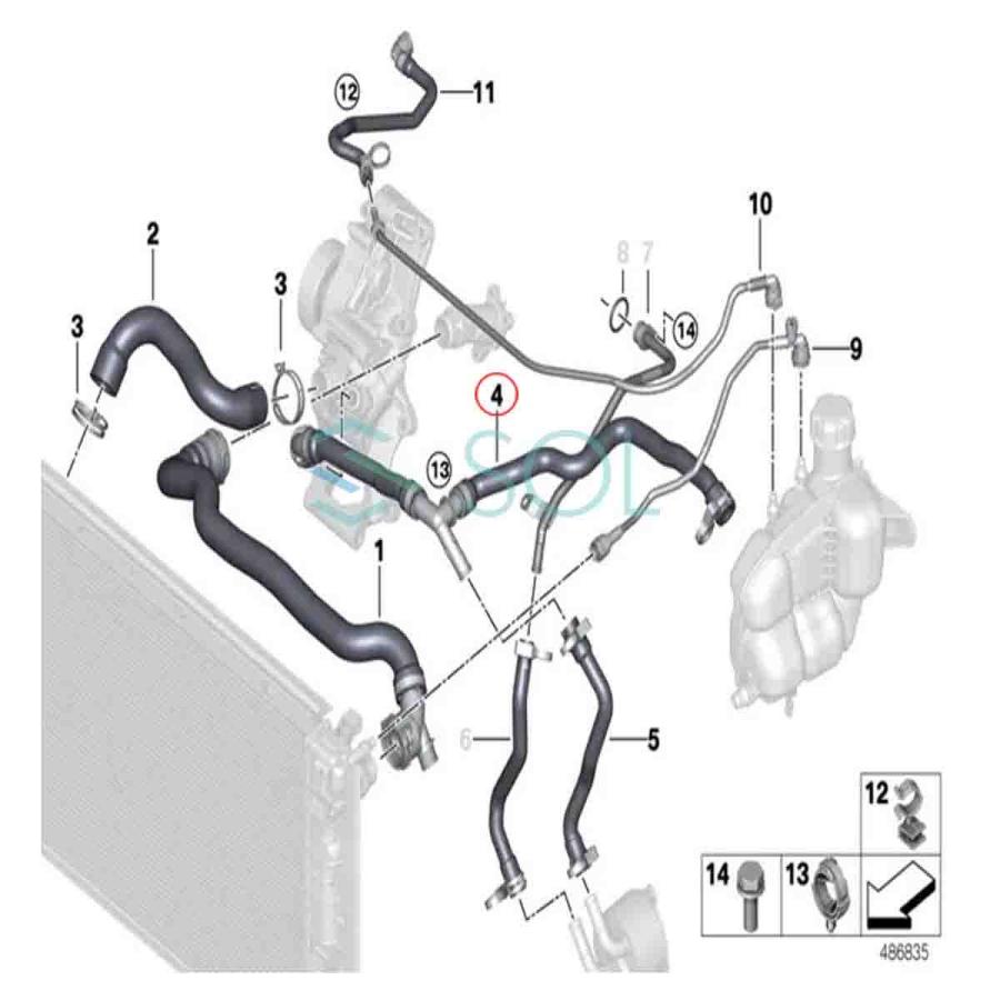 BMW MINI F54 F55 F56 F57 F60 ウォーターホース クーラントホース(ウォーターポンプ〜ヒートエクスチェンジャー ...
