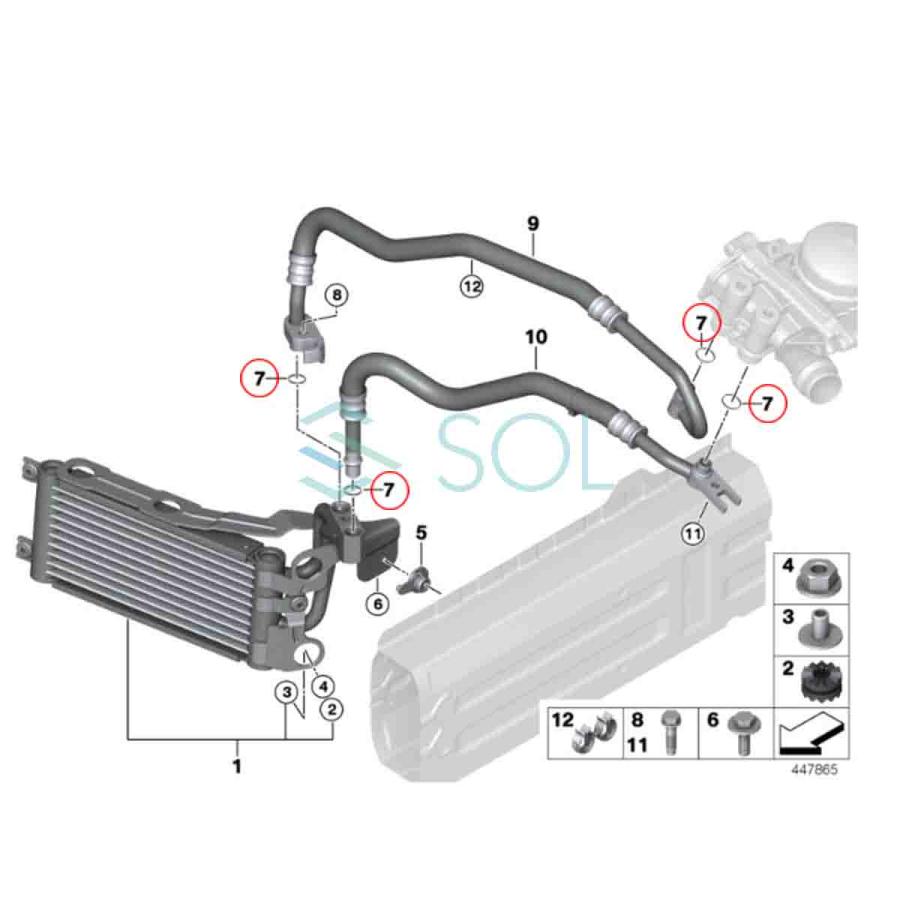 BMW BMW E82 E88 F20 F21 E30 E90 E91 E92 E93 F30 F31 F34 オイルクーラーライン Oリング ...