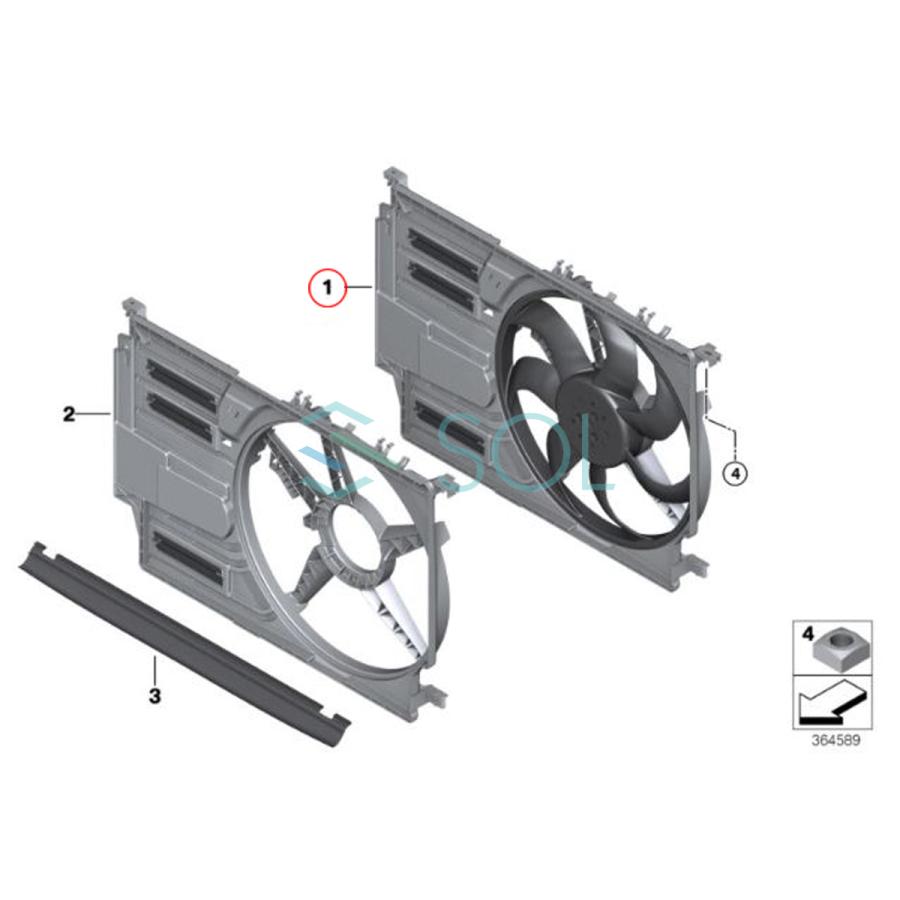 BMW F48 X1 F39 X2 ラジエーター ブロアファン ラジエター 電動ファン 600W 18i 18d 18dX 20i 20dx ...