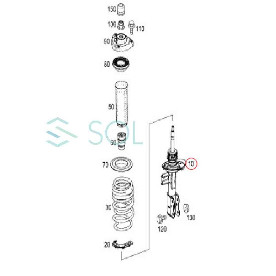 Mercedes-Benz ベンツ W176 W246 C117 X117 フロント ショックアブソーバー 左側 A180 A250 B180 ...