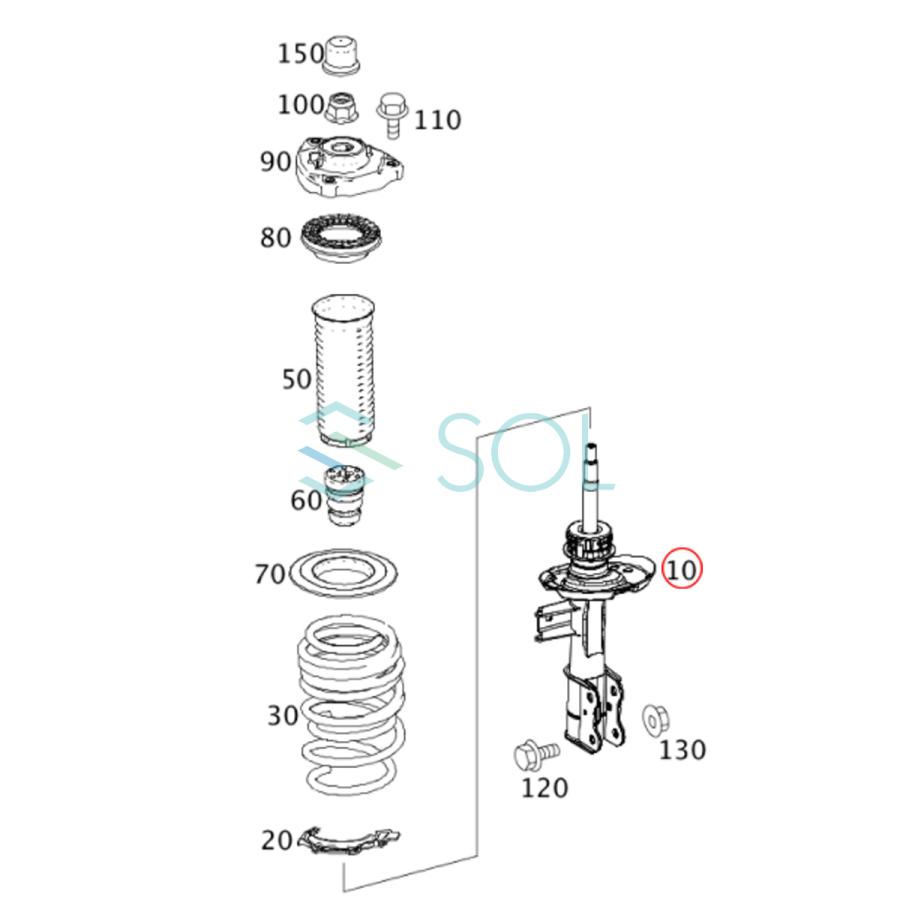 Mercedes-Benz ベンツ W176 W246 フロント ショックアブソーバー + スプリング 右側 A180 A250 B180 ...