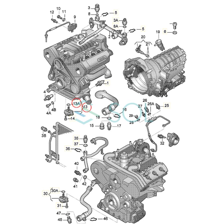 Audi アウディ A6 C5(4B2 4B5) A8 D3(4E2 4E8) Q7(4LB) TT(8J3 8N3 8N9) C5(4BH) エンジン オイルレベルセンサー ...