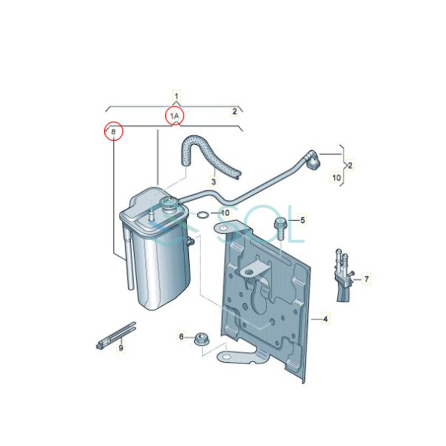 Audi VW イオス(1F7 1F8) ゴルフ6(5K1 AJ5 517) ジェッタ3(1K2) シロッコ3(137 138) チャコールキャニスター 1K0201801E ...