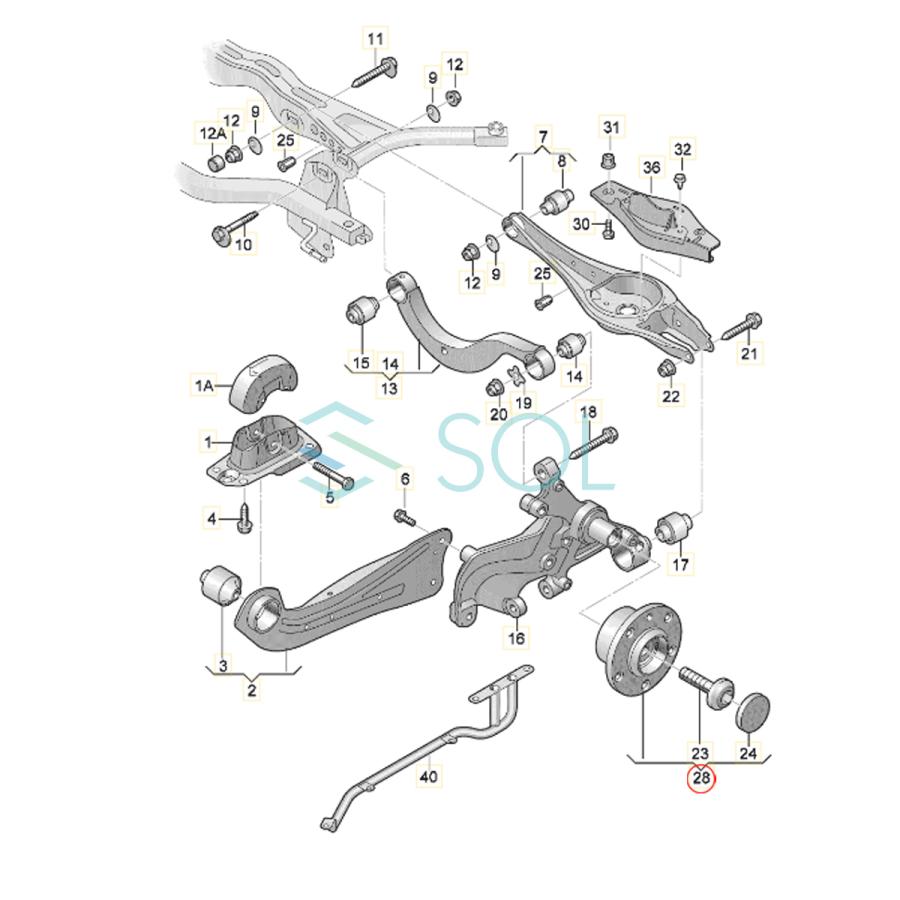 Audi（アウディ） A3 8P 8V リア ホイールハブベアリング 左右共通 1K0598611 8V0598611A 8V0598611 ...