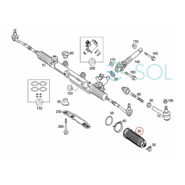 Mercedes-Benz ベンツ W203 ステアリングラックブーツ 左右セット C180 C200 C230 C240 C280 C320 ...