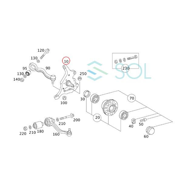 Mercedes-Benz フロント ステアリングナックル 右側 ベンツ Cクラス W203 W204 C180 C200 C230 C240 ...