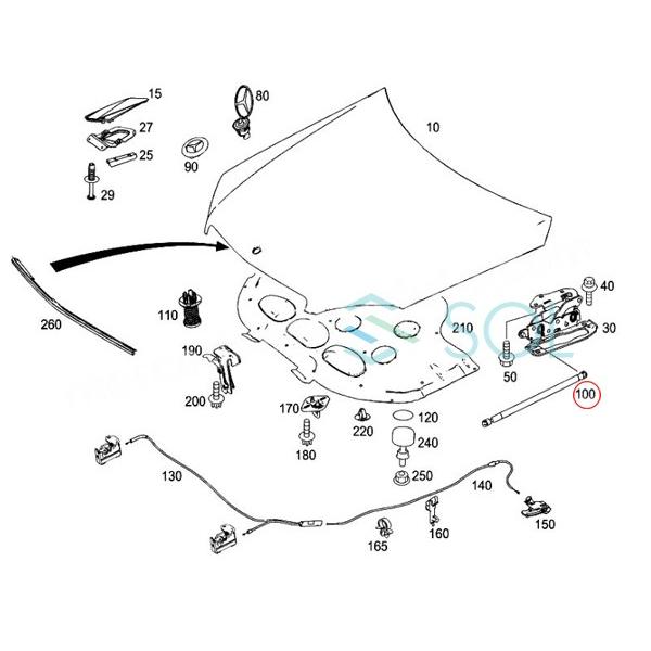 ベンツ W204 ボンネットダンパー エンジンフードダンパー 左側 C180 C200 C250 C350 C63 2049800064 ...