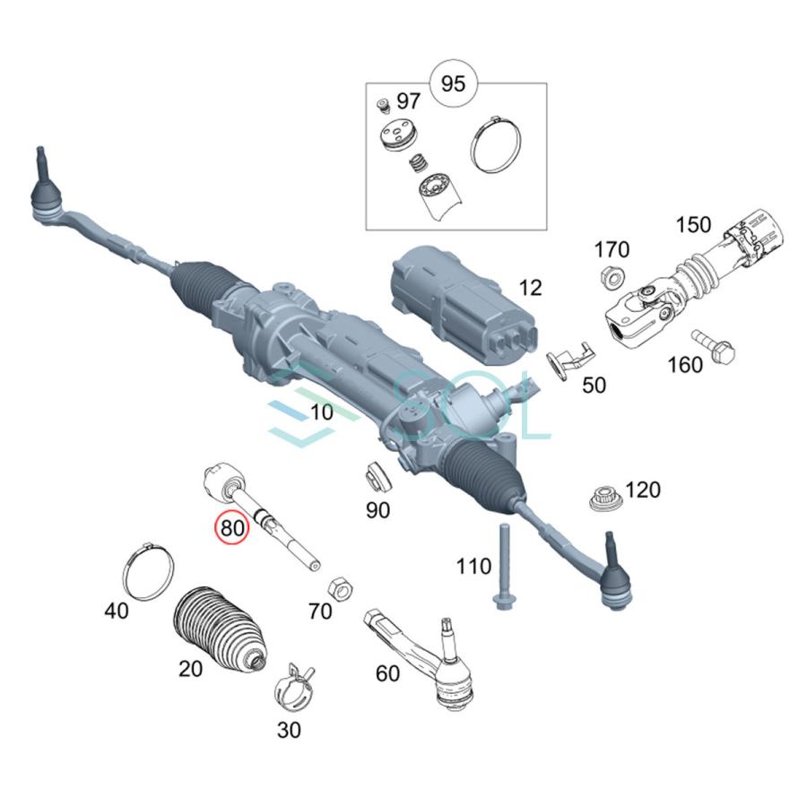 Mercedes-Benz ベンツ W205 W213 W238 ステアリングタイロッド インナー側 ナット付 左右共通 C200 C450 ...