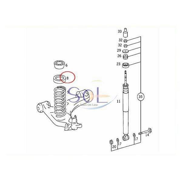 Mercedes-Benz ベンツ W210 W208 フロント スプリングシム 21mm 左右共通 E230 E240 E320 E430 ...