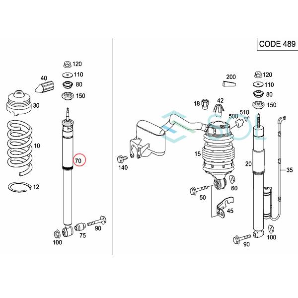 Mercedes-Benz ベンツ W219 リア ショックアブソーバー 左右共通 CLS350 CLS500 CLS55 CLS63 ...
