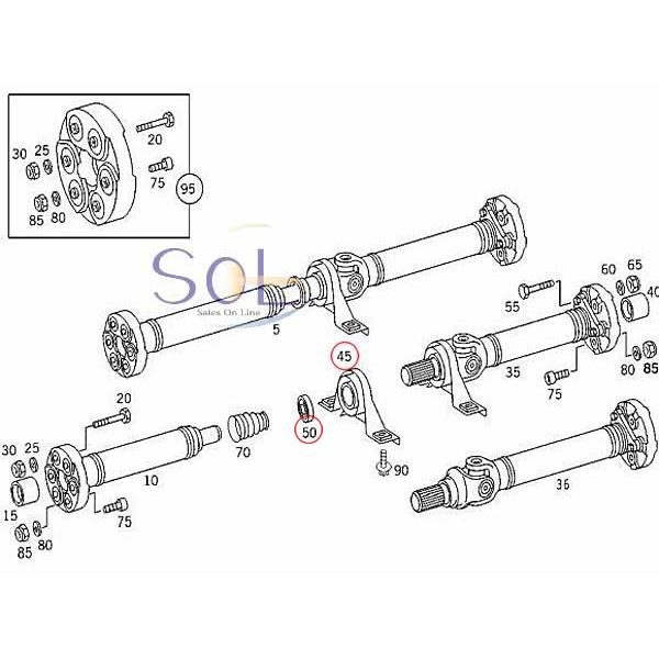 Mercedes-Benz ベンツ W215 W210 W211 プロペラシャフト マウント(ベアリング付 CL500 CL55 E240 E250 E280 E300 E320 E400 ...