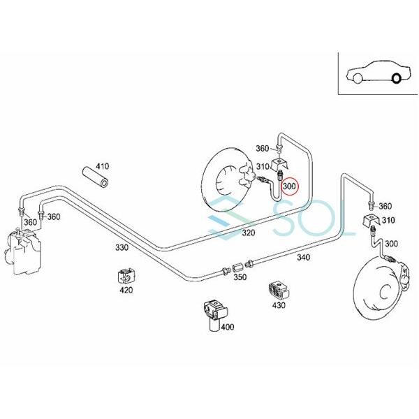 ベンツ W220 R230 リア ブレーキホース 左右共通 S320 S350 S430 S500 SL350 SL500 SL600 ...