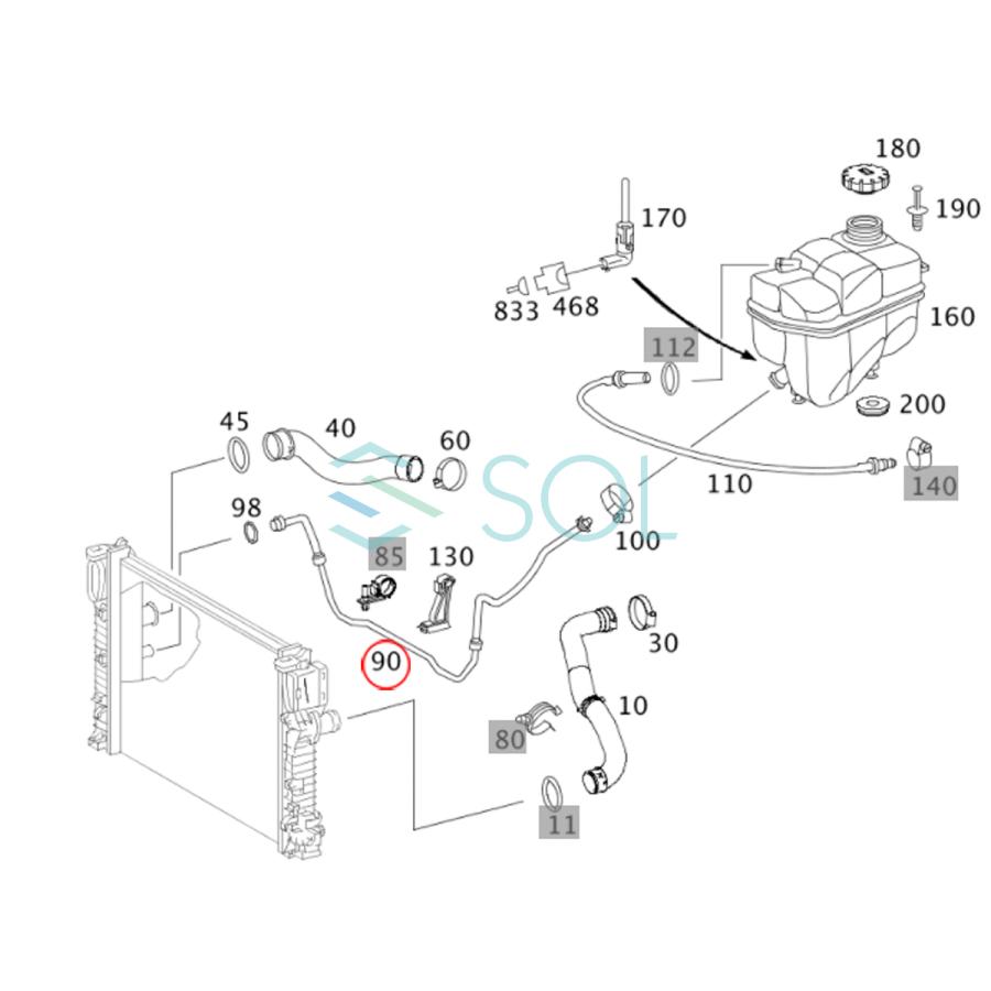 Mercedes-Benz ベンツ W211 W219 クーラントホース パイプ(ラジエーター〜サブタンク) E240 E250 E280 ...