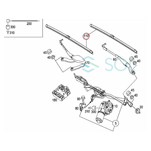 ベンツ W211 フロント ワイパーブレード 左右セット 左ハンドル車用 E240 E320 E500 E55 2118202045 ...
