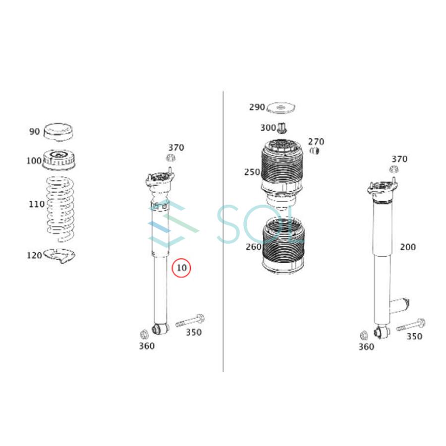 Mercedes-Benz ベンツ W212 リア ショックアブソーバー 左右共通 E200 E220 E250 E300 E350 E400 ...