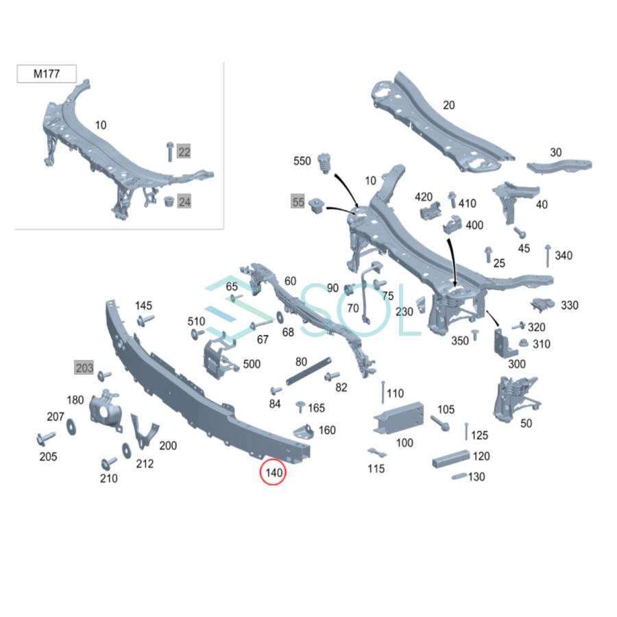 Mercedes-Benz ベンツ W257 フロントバンパー クロスメンバー コアサポート リーンホースメント CLS220d CLS450 ...