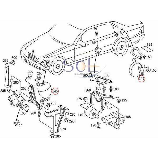 Mercedes-Benz（メルセデス・ベンツ） ベンツ W215 ABC プレッシャーリザーバータンク アキュムレーター 左右共通 ...