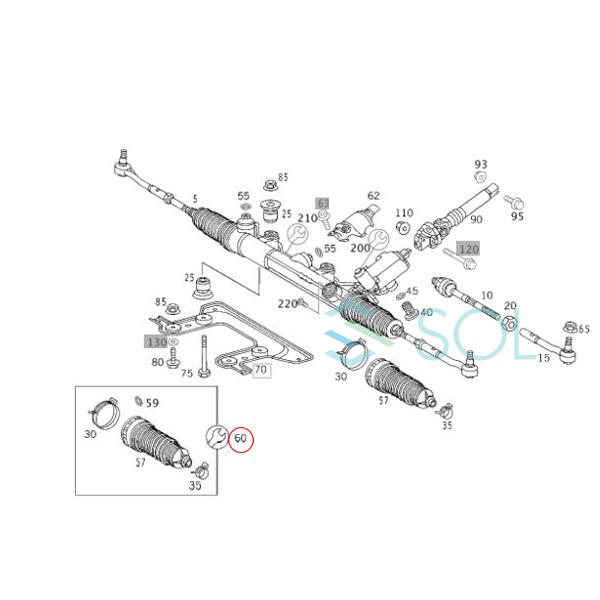 Mercedes-Benz ベンツ R230 ステアリングラック ブーツ 左右共通 SL350 SL500 SL600 SL55 SL63 ...
