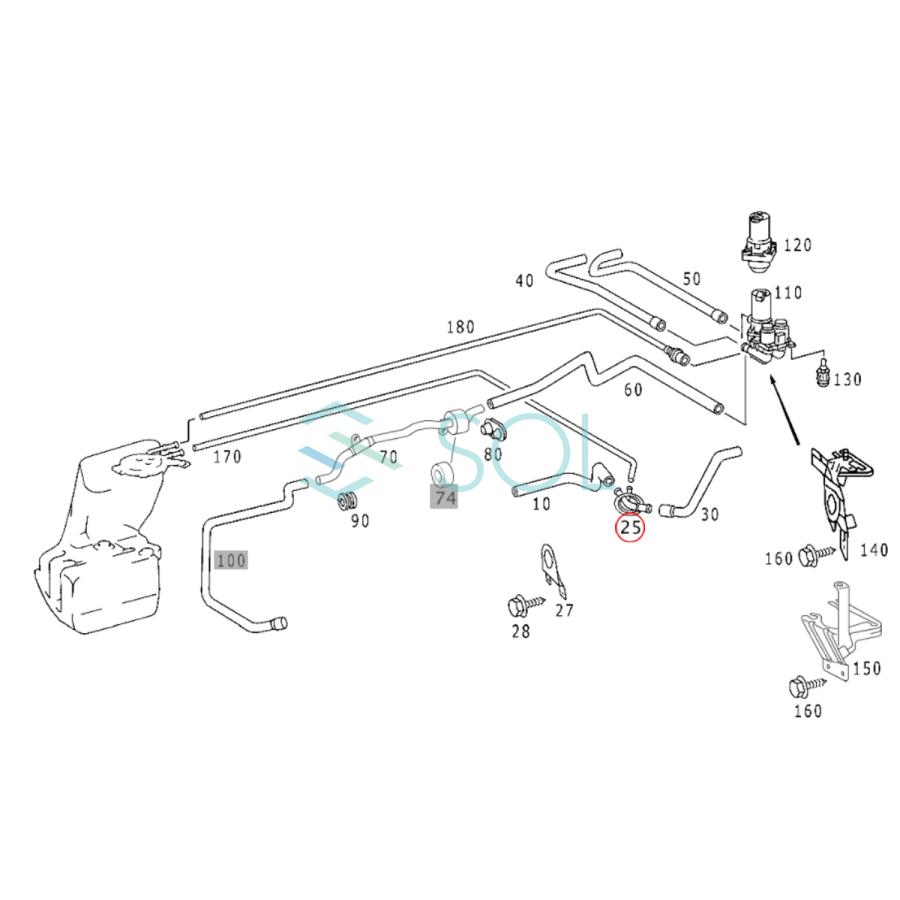 Mercedes-Benz ベンツ W220 W215 ヒーター ウォーターホース コネクター S320 S350 S430 S500 ...