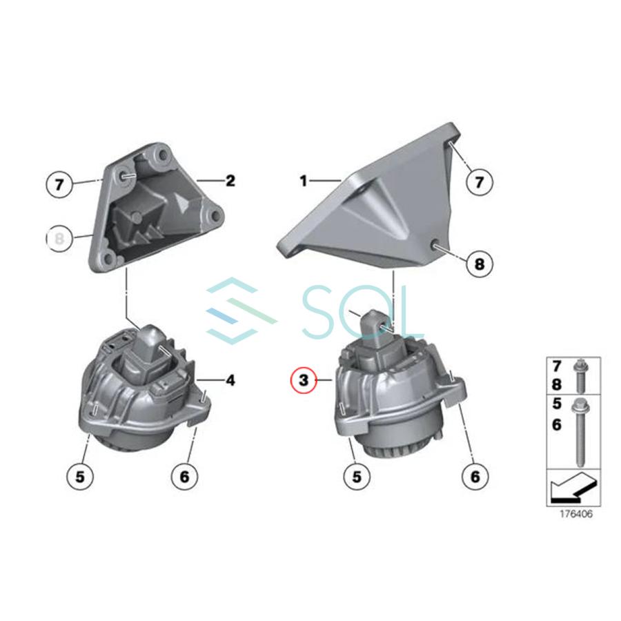 BMW F07 F10 F11 F06 F12 F13 F01 F02 エンジンマウント 左側 550i M5 650i M6 750i ...