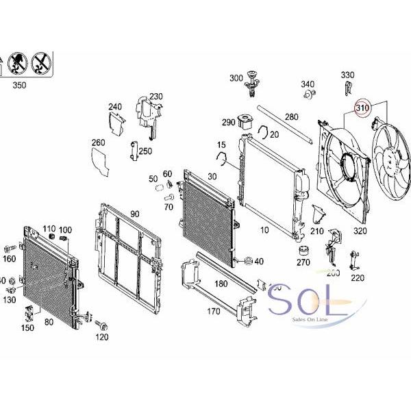 Mercedes-Benz ベンツ W216 W221 ラジエーターブロアファン CL550 S350 S500 S550 ...