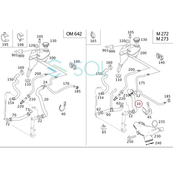 Mercedes-Benz ベンツ W221 ラジエーター アッパーホース ウォーターホース クーラントホース S350 2215013584 ...