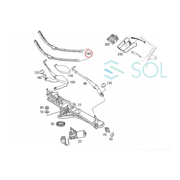 Mercedes-Benz ベンツ W221 W216 左ハンドル車用 フロント ワイパーブレード 左右セット S350 S500 S550 ...