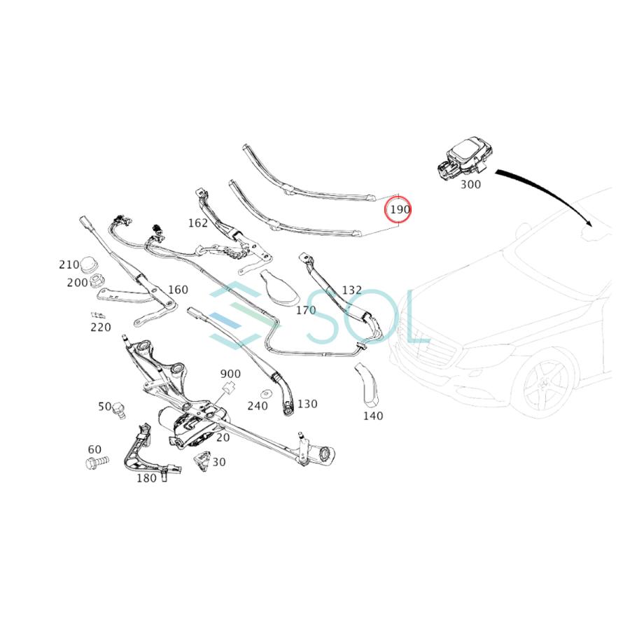 Mercedes-Benz ベンツ W222 フロント ワイパーブレード 左右セット 右ハンドル車用 S300 S400 S450 S600 ...