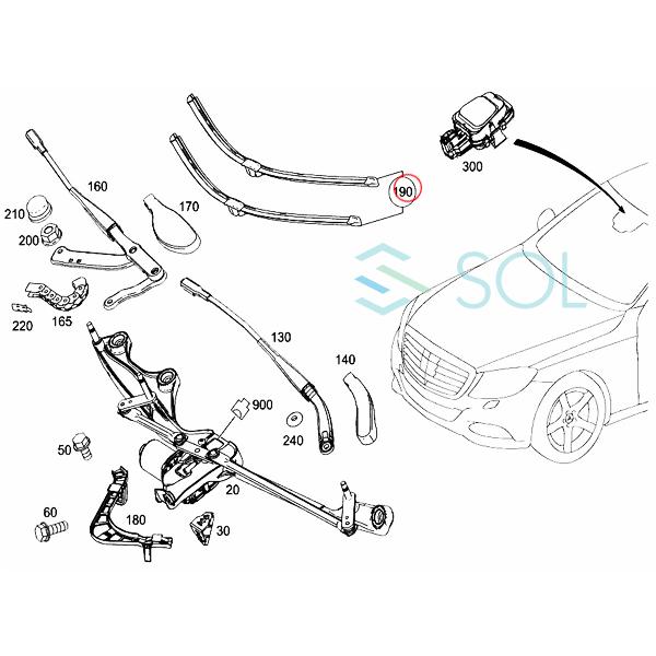 ベンツ W222 フロント ワイパーブレード 左右セット 左ハンドル用 S300 S400 S550 S600 S63 S65 ...
