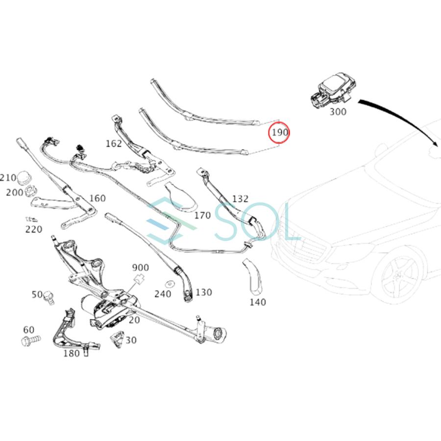 Mercedes-Benz ベンツ W222 フロント エアロワイパーブレード 左右セット 右ハンドル車用 S400 S560 S600 ...