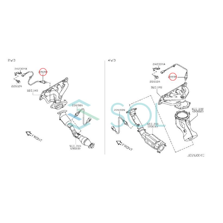 日産 O2センサー ニッサン ノート エルグランド デュアリス ティアナ シルフィ E12 PE52 KJ10 KNJ10 J32 TB17 ...