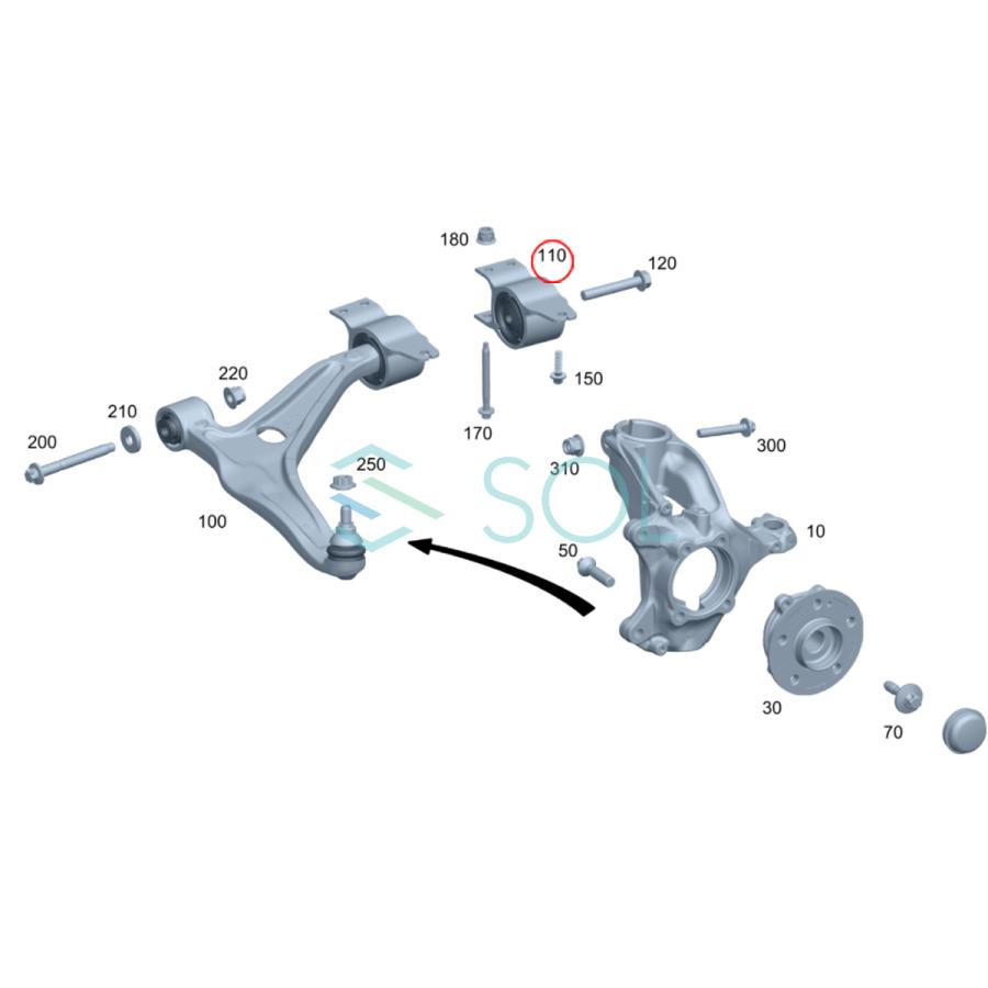 Mercedes-Benz ベンツ W177 W247 W118 フロント ロアアームブッシュ 右側 A180 A200d A250 B180 ...