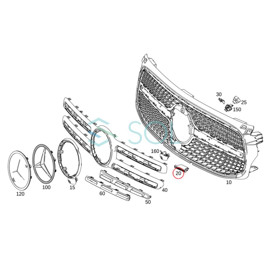 Mercedes-Benz ベンツ GLBクラス X247 純正 フロントグリル パナメリカーナグリル AMGバッジ エンブレム GLB35 ...